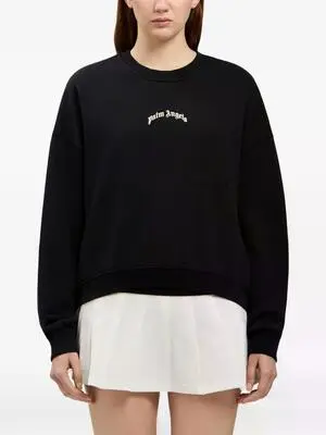 Palm Angels Curved Logo Crop Sweatshirt - Black