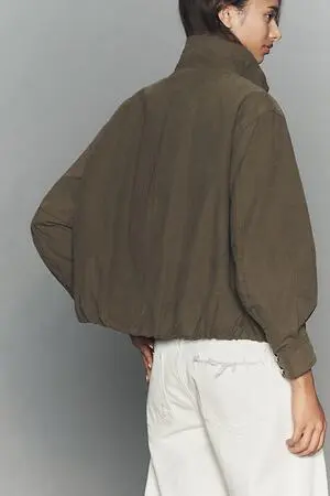 PILCRO Cotton Bubble-hem Utility Jacket - Olive