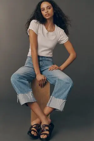 MOTHER Half-pipe Ankle High-rise Cuffed Tapered Jeans - Last Bite