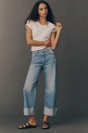 MOTHER Half-pipe Ankle High-rise Cuffed Tapered Jeans
