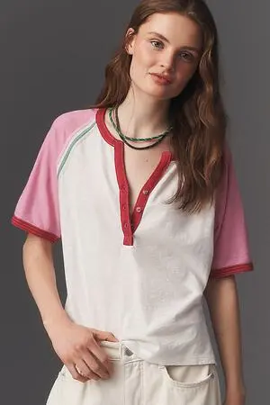 PILCRO 100% Cotton Henley T-shirt