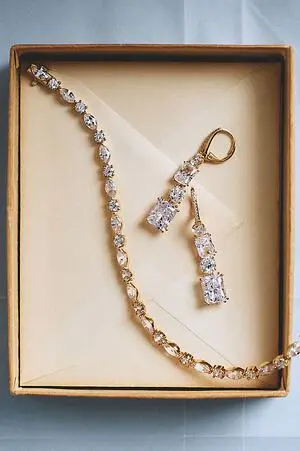 FINE DIAMONDS BY ANTHROPOLOGIE WEDDINGS Mixed Stone Lab Diamond Tennis Bracelet - Gold