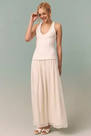 Bhldn Scoop-neck Twofer Maxi Dress