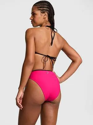 Pink Ribbed High-waisted Bikini Bottom