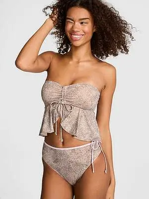 Pink Ruched Fly-away Tankini Top