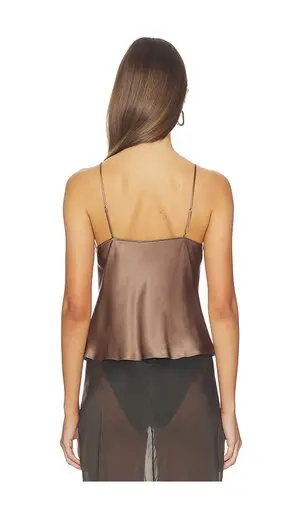 L'Agence Calista Cowl Neck Cami Top In Silk - Brown