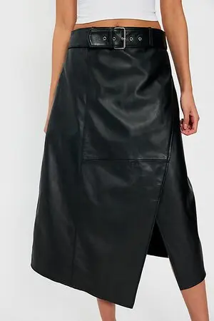 DEADWOOD Kalmer Leather Midi Skirt