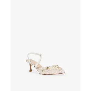 DUNE Dyana Flower Woven Slingback Courts With Pearl Embellishments
