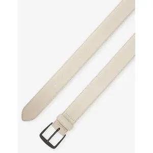 BOSS Branded-buckle Suede Belt - Open White