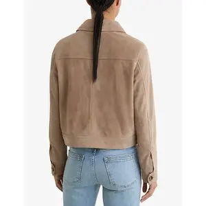REISS Patch-pocket Suede Trucker Jacket - Neutral
