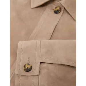 REISS Patch-pocket Suede Trucker Jacket - Neutral