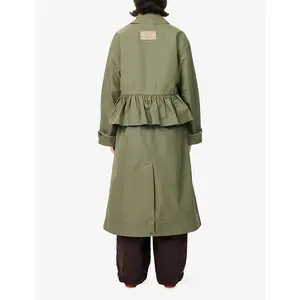 DAMSON MADDER Myrtle Frilled Cotton-blend Trench Coat - Sage