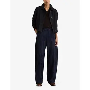 REISS Patch-pocket Suede Trucker Jacket - Navy