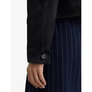 REISS Patch-pocket Suede Trucker Jacket - Navy