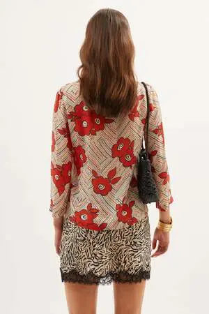 Rixo Floral Print Tie-front Blouse