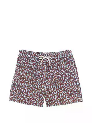 MC2 SAINT BARTH Seahorse Print Swim Shorts - Brown