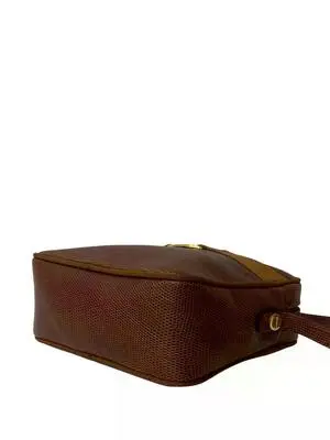FERRAGAMO 1990-2010 Lizard Embossed Leather Vara Crossbody Bag - Brown