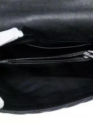 Saint Laurent 2016 Medium Chevron Sheepskin Monogram College Satchel - Black