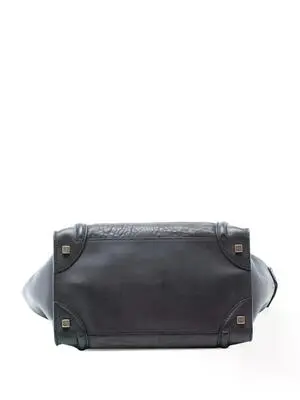Celine 2011 Mini Embossed Calfskin Luggage Tote Handbag - Black