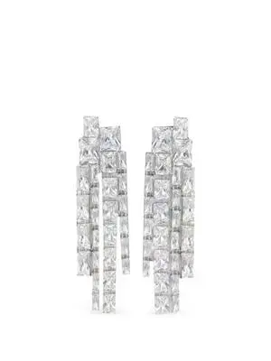 SELF-PORTRAIT Rectangular Cascade Earrings - Silver