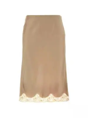 Saint Laurent Lace Trim Satin Skirt