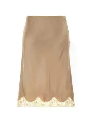 Saint Laurent Lace Trim Satin Skirt