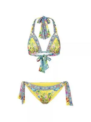 Camilla Floral-print Tie Bikini Set - Yellow