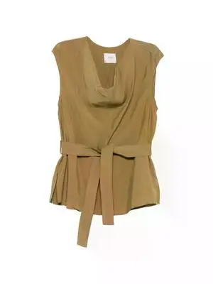 ALYSI Belted Sleeveless Top With Draped Detailing
