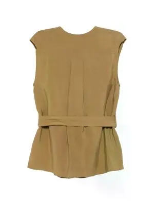 ALYSI Belted Sleeveless Top With Draped Detailing