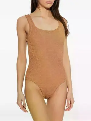 Hunza G Square Neck Crinkle Swimsuit - Neutrals