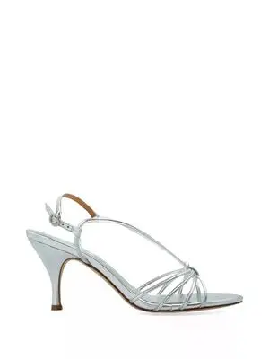 AeydĒ Strappy Knotted Leather Heels - Silver