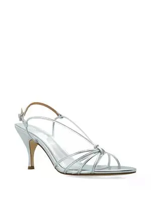 AeydĒ Strappy Knotted Leather Heels - Silver