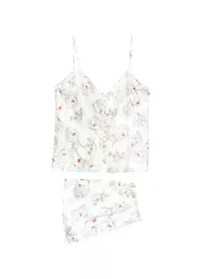 Olivia Von Halle Etta Floral-print Pajamas - Neutrals