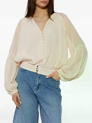 ROTATE BY BIRGER CHRISTENSEN Button Bishop Sleeve Blouse