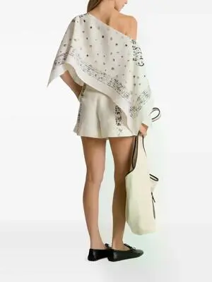Alberta Ferretti Off-white Floral Print Shorts