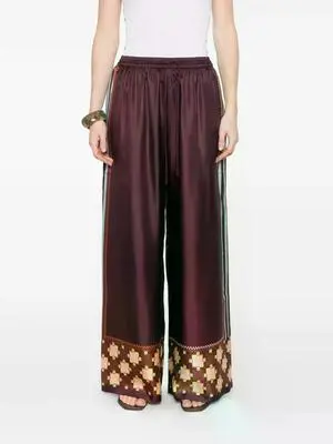 ALEMAIS Wilson Silk Palazzo Pants - Red