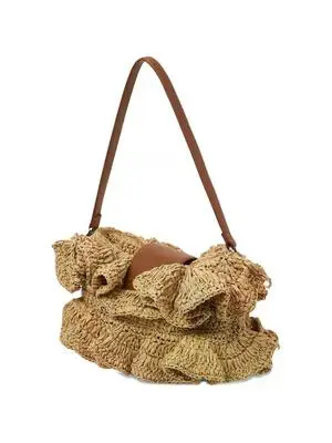 Karl Lagerfeld Raffia Ruffle Shoulder Bag