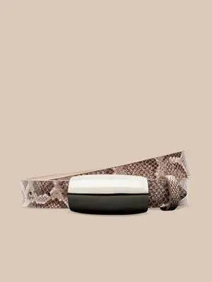 L'Agence Marlowe Python-embossed Leather Belt - Blush Snake