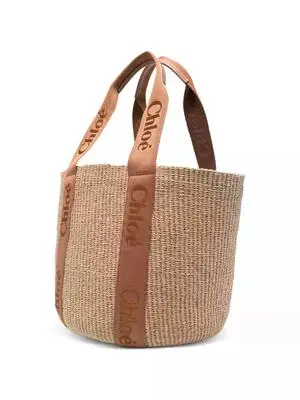 Chloé Large Woody Raffia Tote - Neutrals