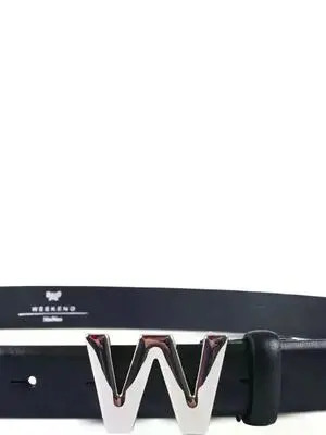 Max Mara Logo-buckle Leather Belt - Black