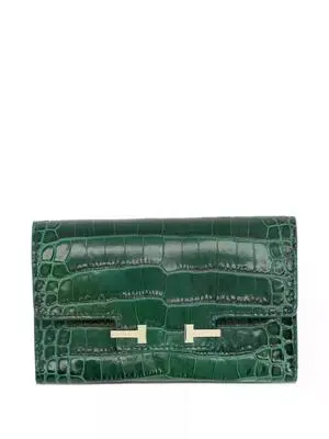 TOM FORD T-bar Reptile-effect Wallet - Green