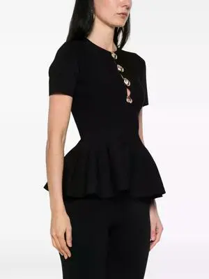 Roland Mouret Button Detail Peplum Top