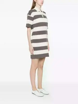 AMI Paris Striped Cotton Knit Polo Dress