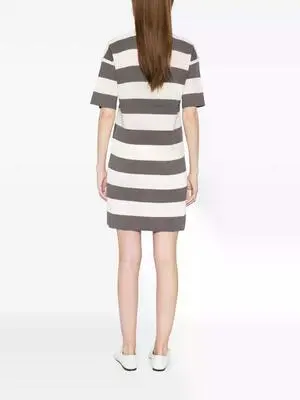 AMI Paris Striped Cotton Knit Polo Dress