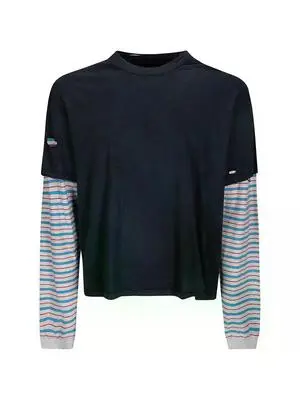 STOCKHOLM SURFBOARD CLUB Striped Layered T-shirt - Black
