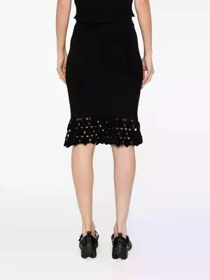GANNI Crochet-trim Ribbed Knit Midi Skirt - Black