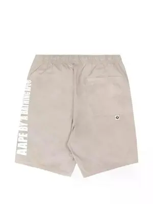 AAPE BY *A BATHING APE Moonface Embroidered Reversible Shorts - Neutrals