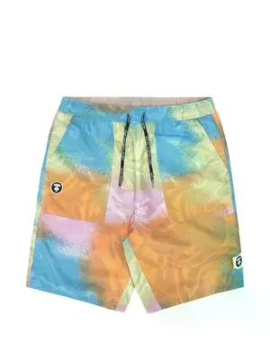 AAPE BY *A BATHING APE Moonface Embroidered Reversible Shorts - Neutrals