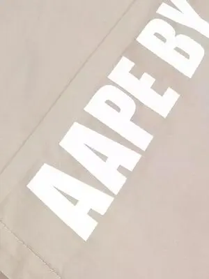 AAPE BY *A BATHING APE Moonface Embroidered Reversible Shorts - Neutrals