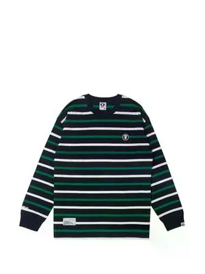 AAPE BY *A BATHING APE Patch Striped Long-sleeve T-shirt - Blue
